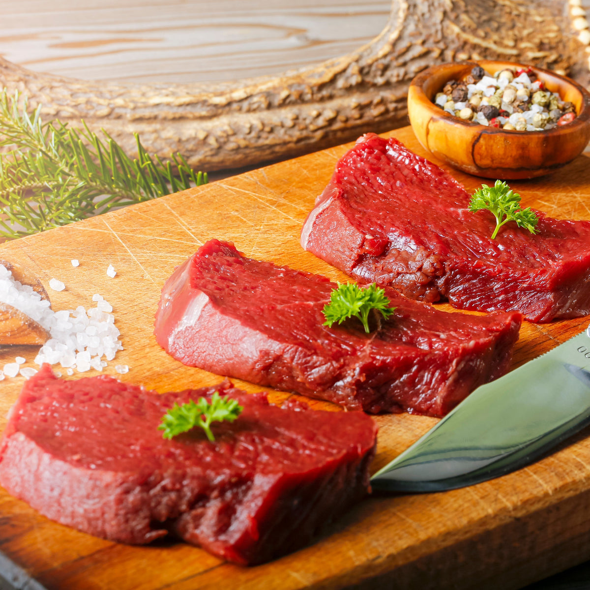 Quick frozen, un-aged wild venison rib-eye steak – Pheasants Hill Farm